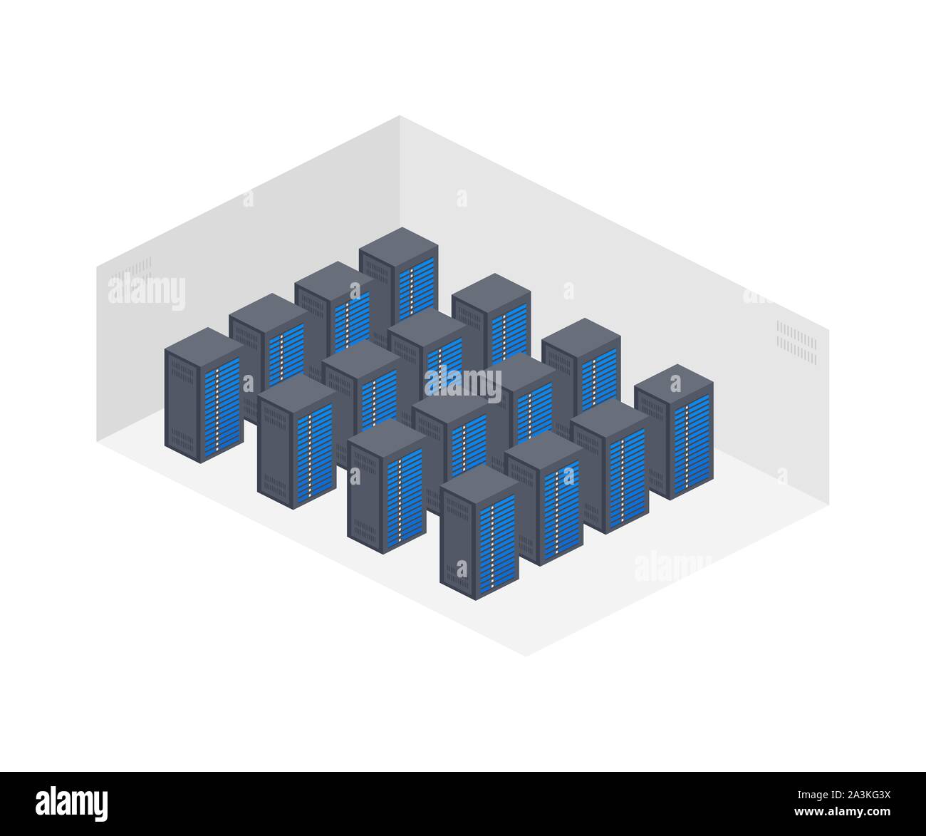 Server room isometric image, information storage and processing room ...