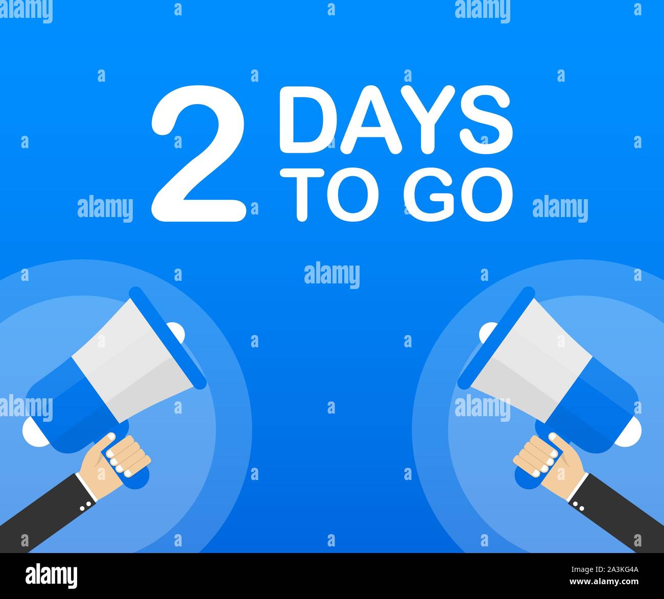 2 days to go flat icon on blue background. Banner for business ...