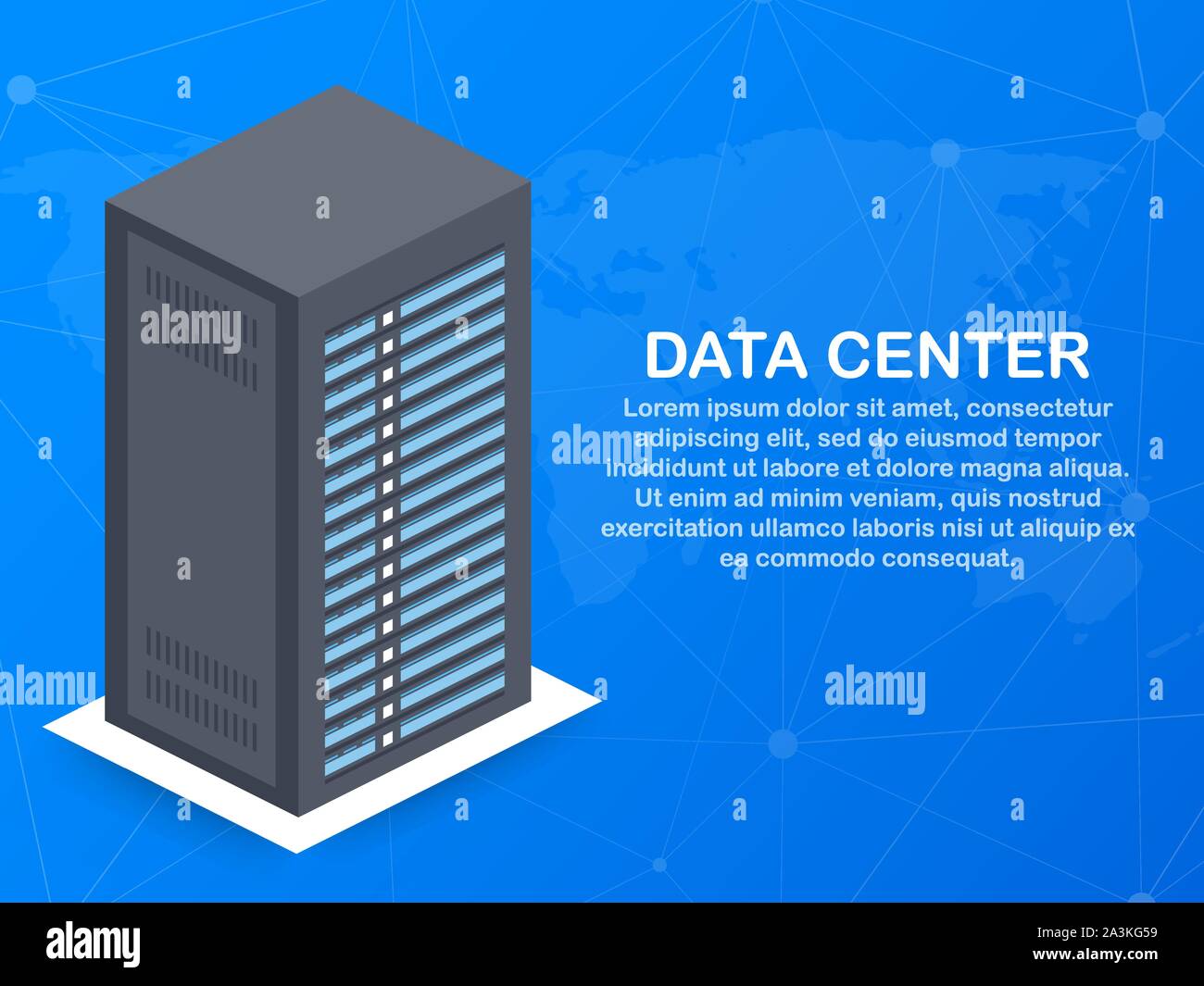 Data center. Mainframe service concept banner, server rack. Server room ...