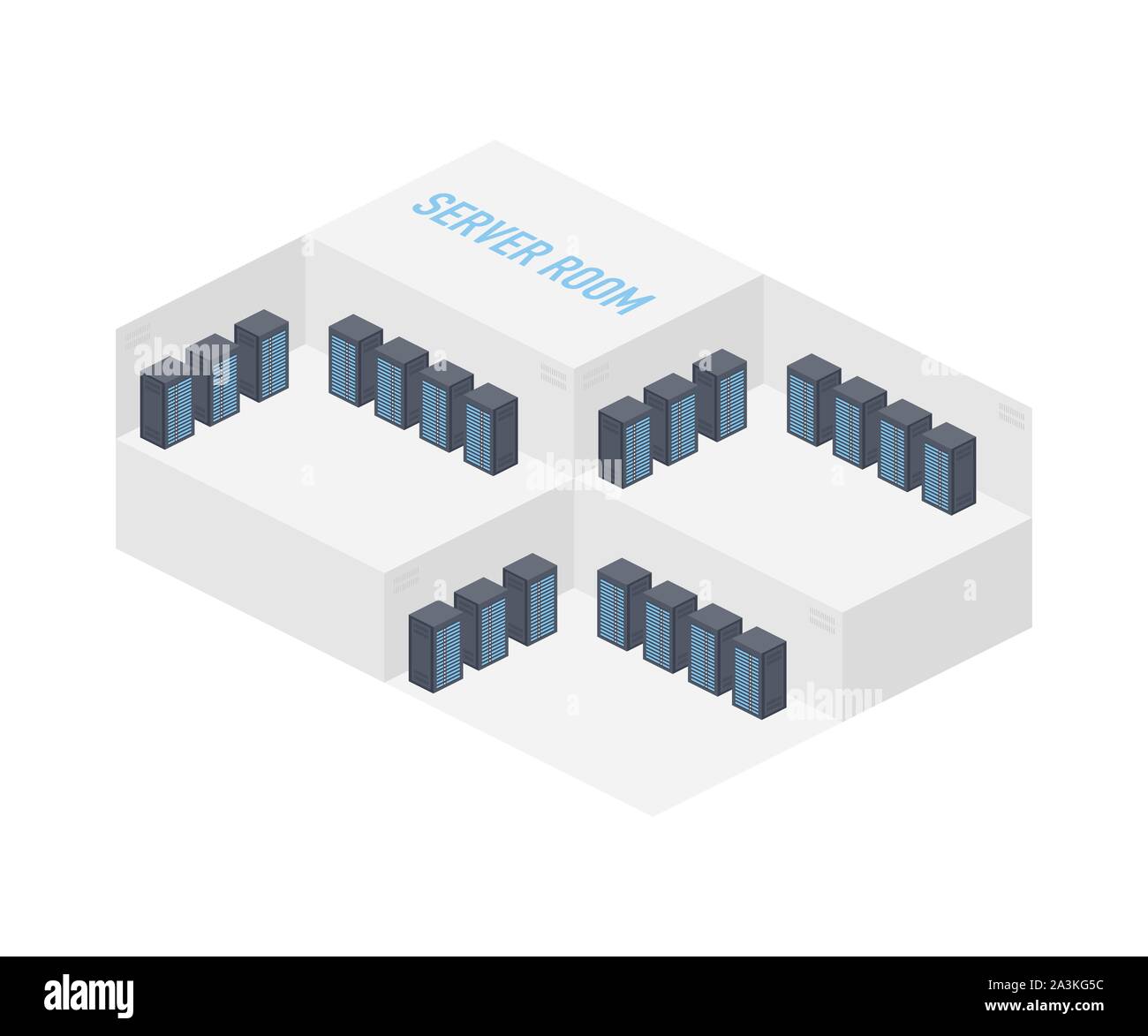 Server room isometric image, information storage and processing room ...
