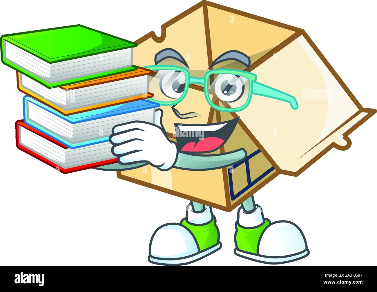 Student with book cardboard open isolated on white background Stock ...