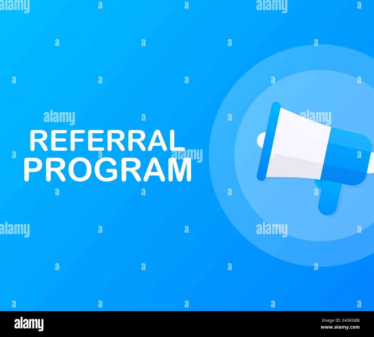 Hand Holding Megaphone with Referral program. Vector stock illustration ...