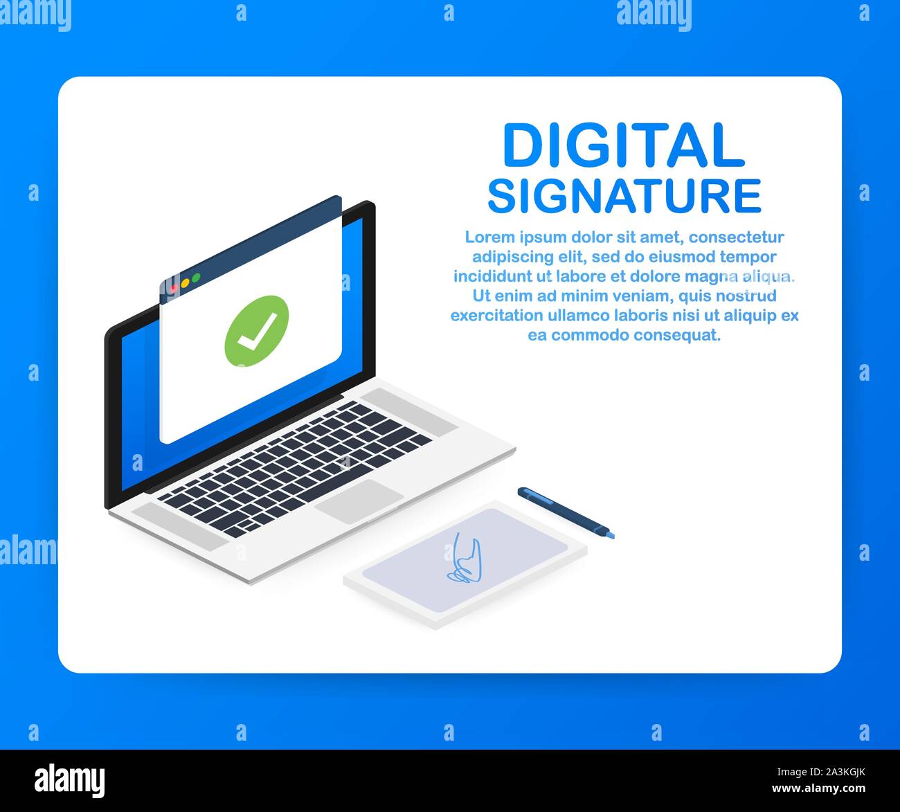 Digital signature. Web isometric contract signature infographic concept ...