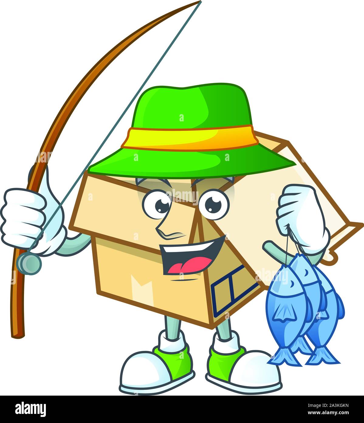 Fishing cardboard open in the cartoon shape Stock Vector Image & Art ...