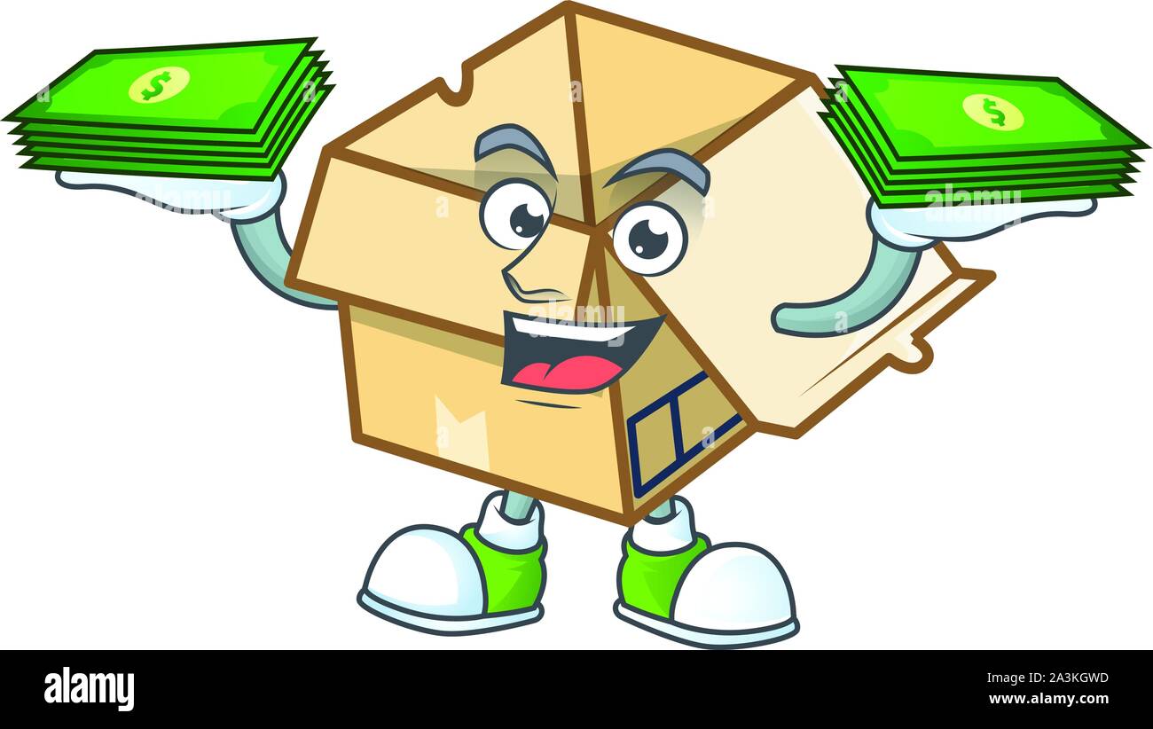 With money bag cardboard open in the cartoon shape Stock Vector Image ...