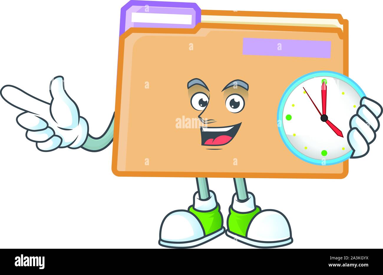 With clock folder icon with character the mascot Stock Vector Image ...