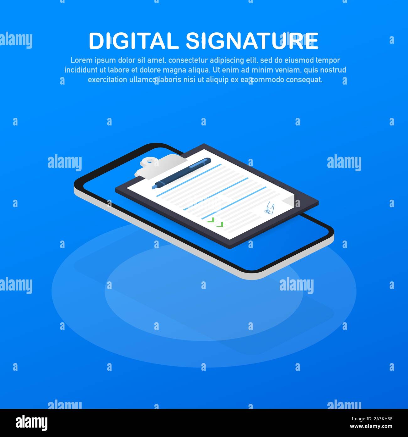 Digital signature. Web isometric contract signature infographic concept ...