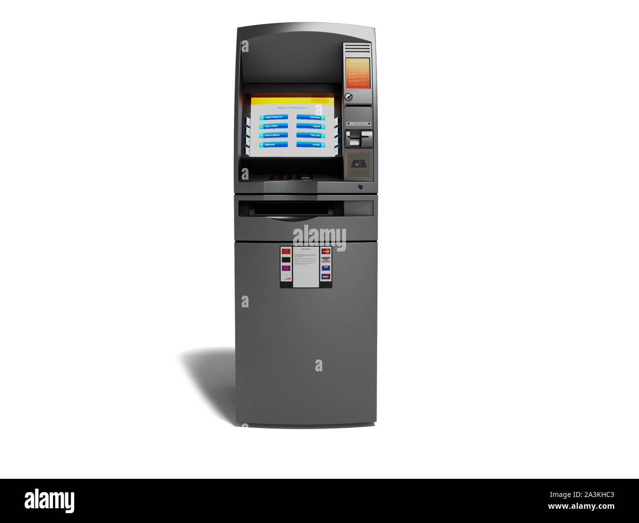 Modern gray terminal for payment of services front view 3d render on ...