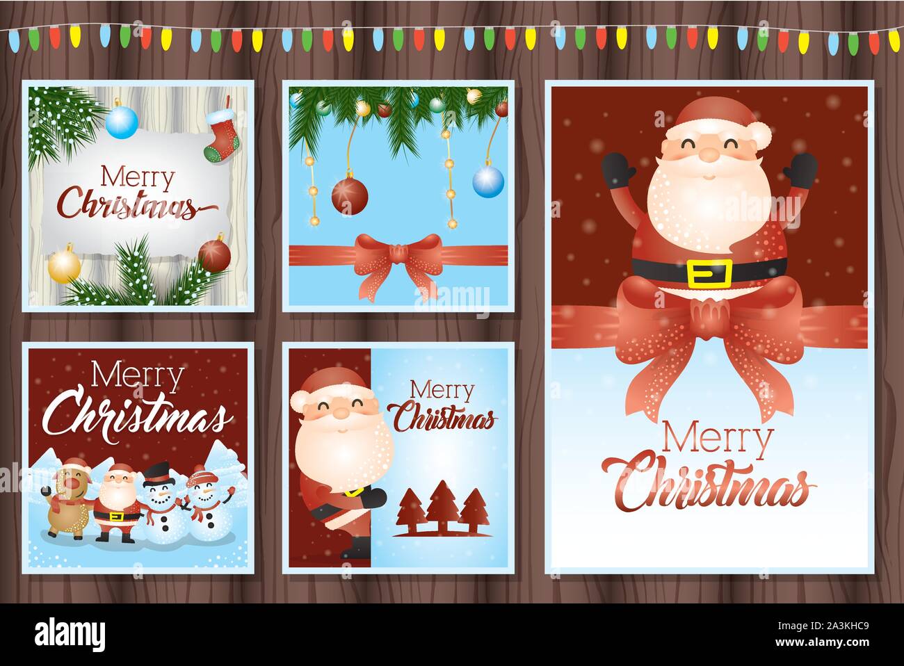 merry christmas card with set of scenes Stock Vector Image & Art - Alamy