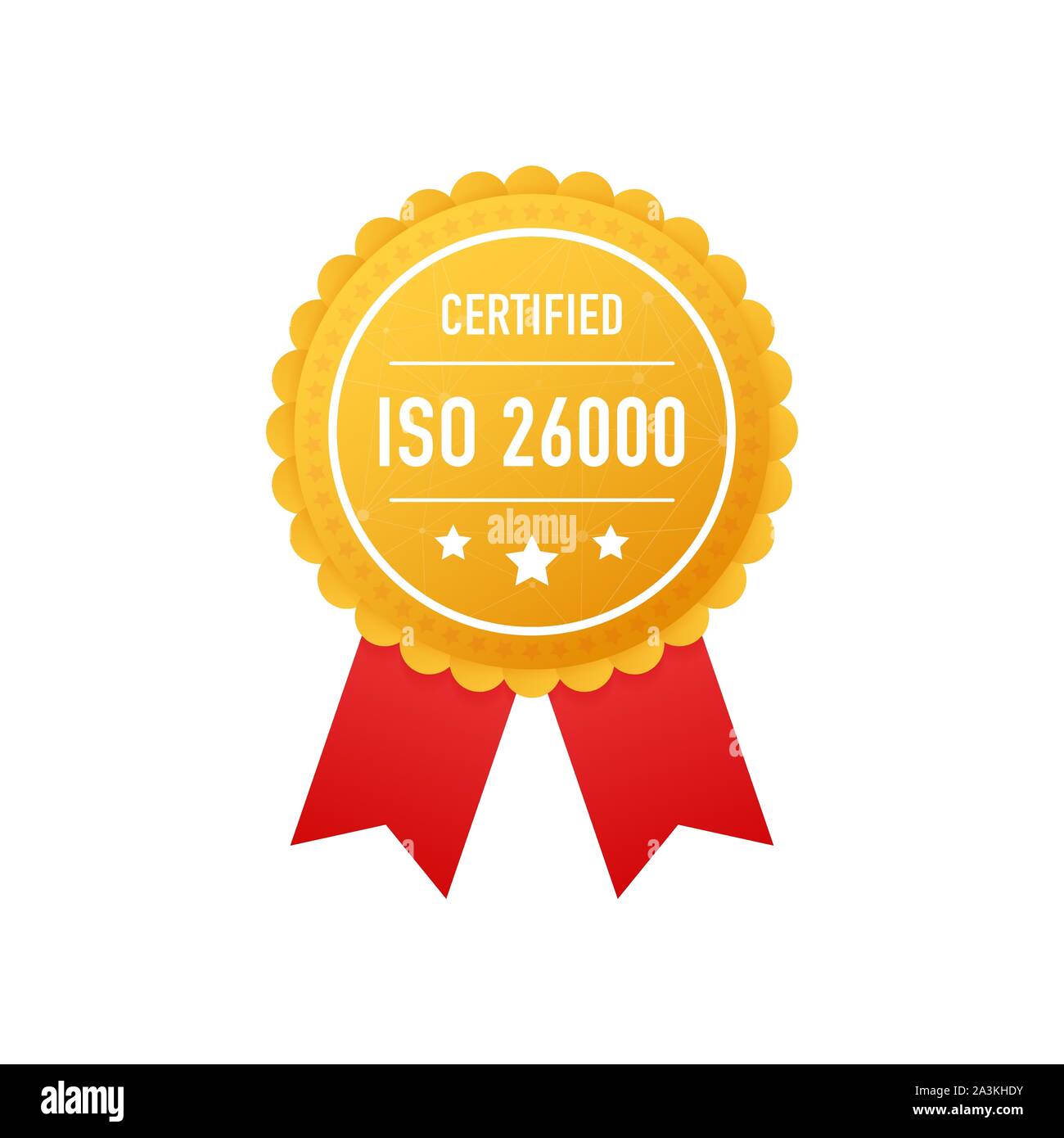 ISO 26000 certified golden label on white background. Vector stock ...