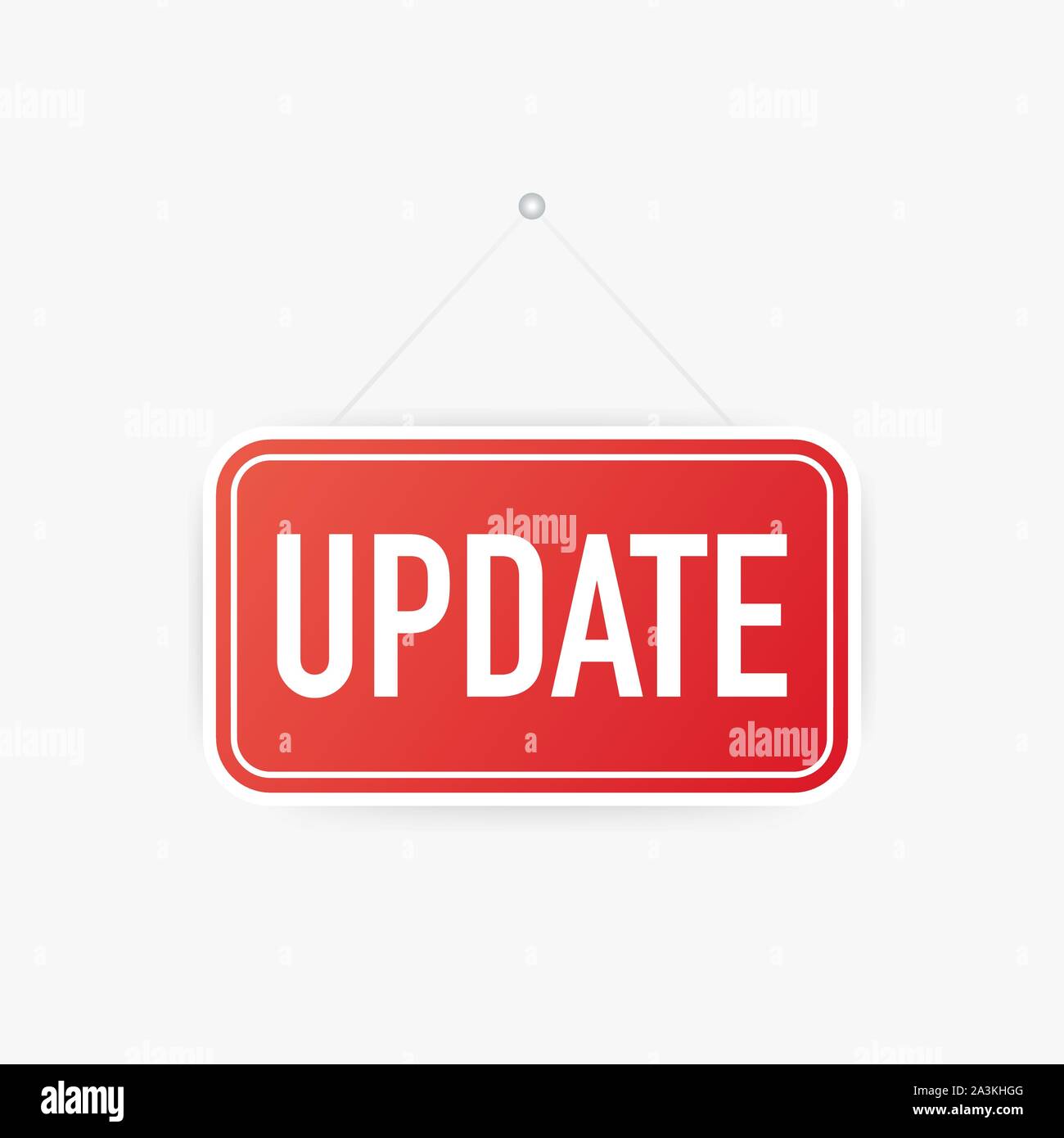 Update hanging sign on white background. Sign for door. Vector stock ...