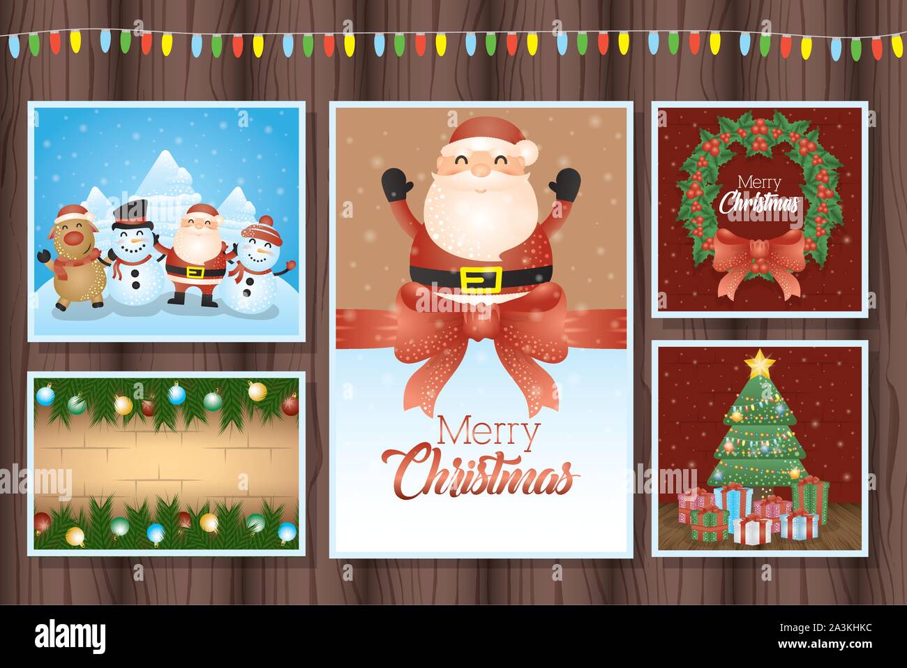 merry christmas card with set of scenes Stock Vector Image & Art - Alamy