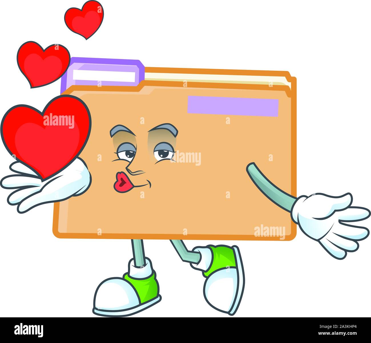 With heart folder for storage with character shape Stock Vector Image ...