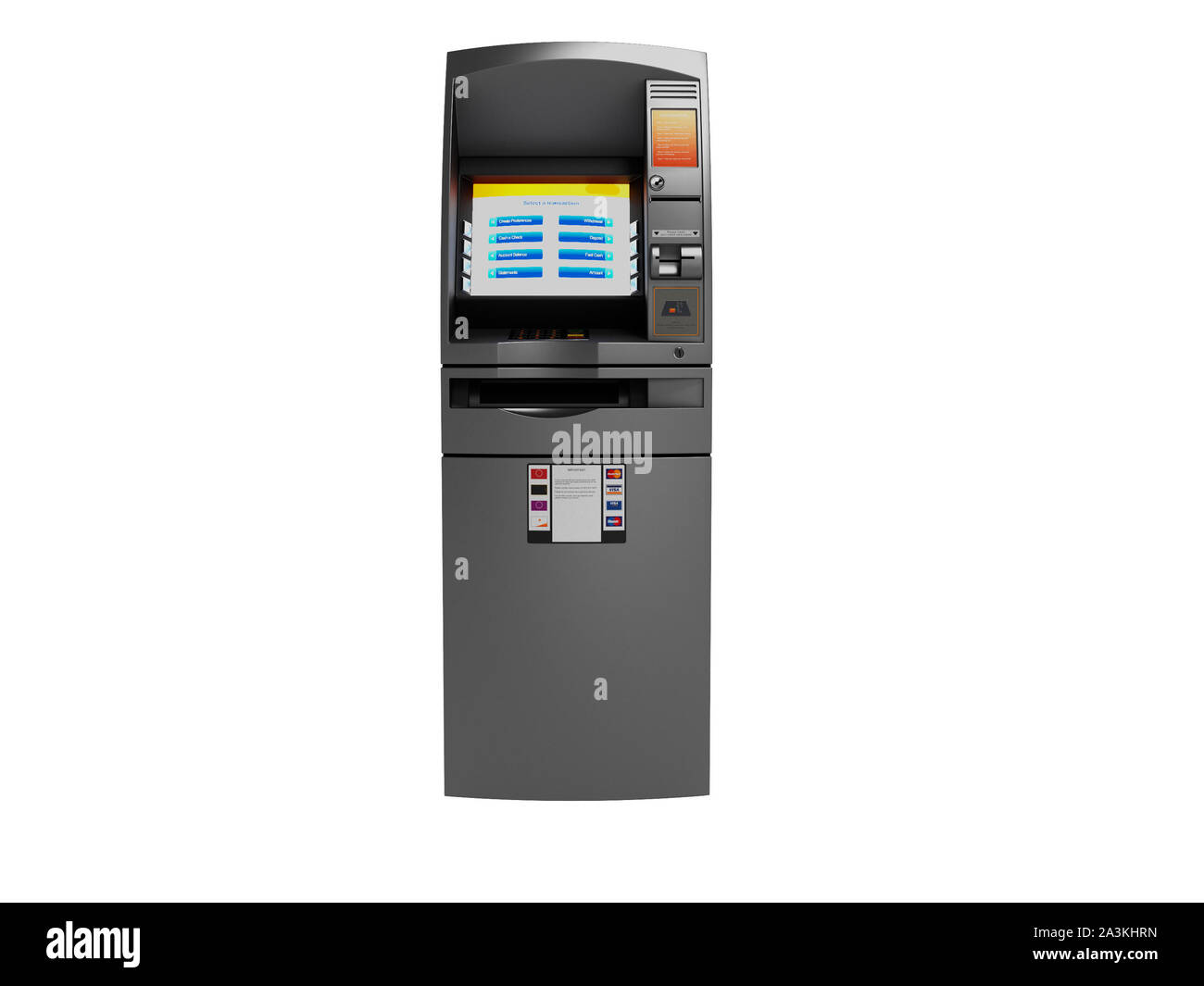 Modern gray terminal for payment of services front view 3d render on ...