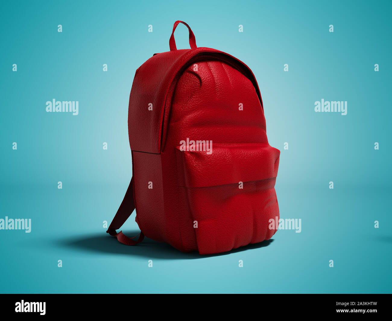 Modern red leather backpack in school for children and teens left view ...