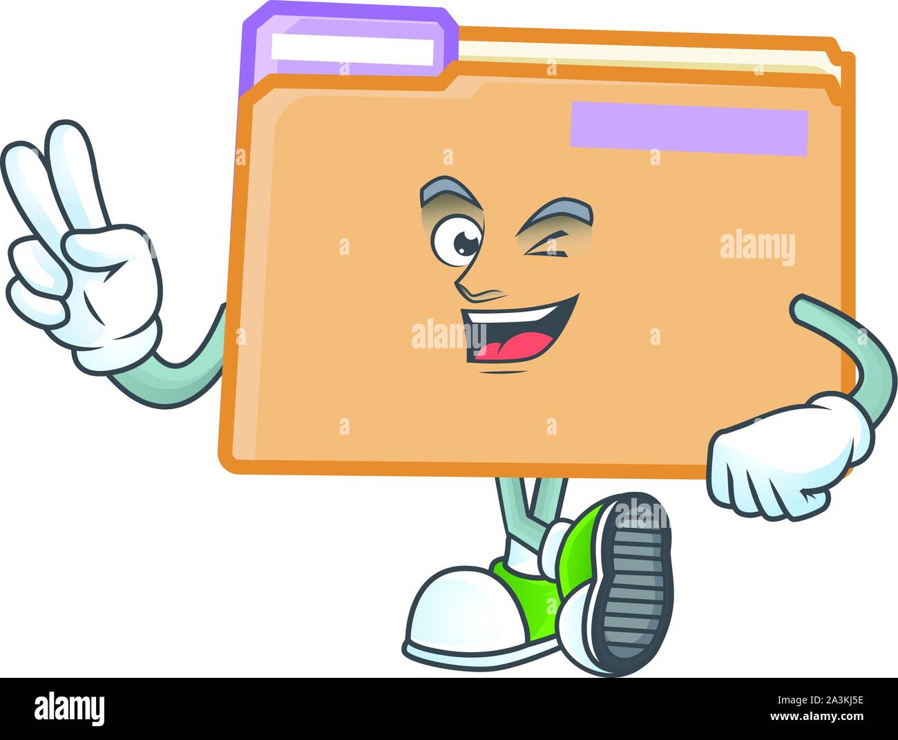 Two finger folder icon with character the mascot Stock Vector Image ...