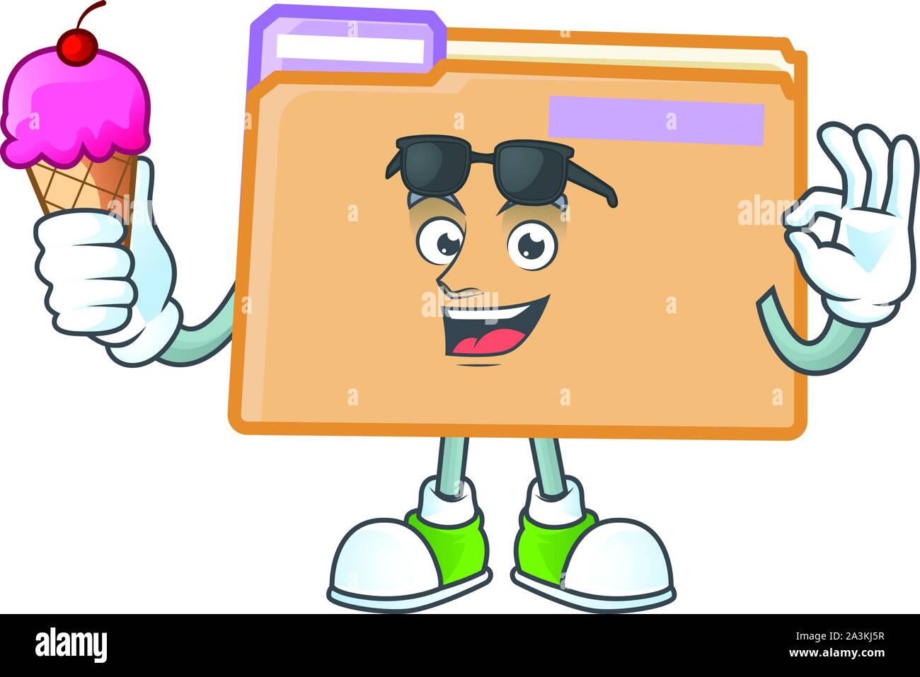 With ice cream folder icon with character the mascot Stock Vector Image ...