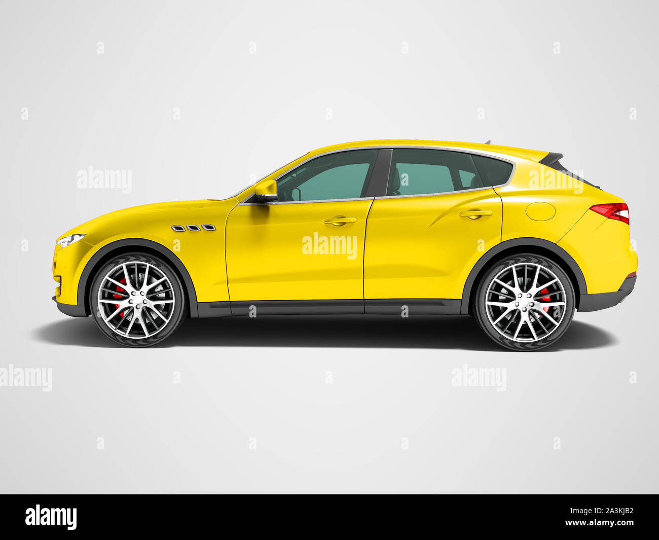 Modern yellow car crossover for business trips side view 3d render on ...