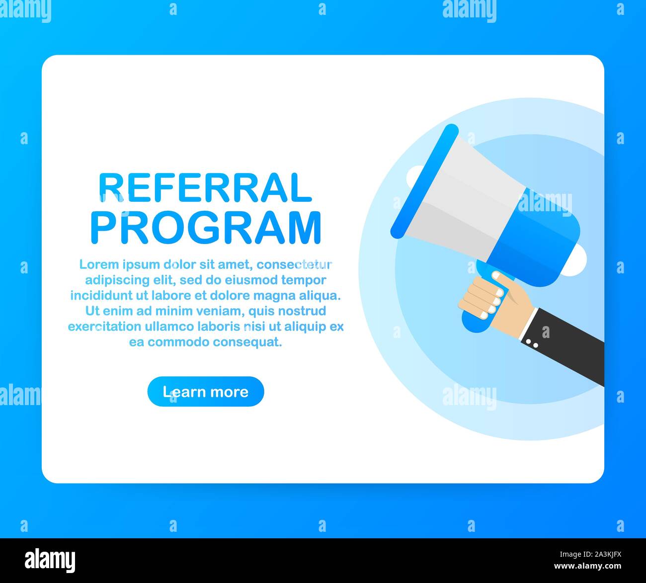 Hand Holding Megaphone with Referral program. Vector stock illustration ...