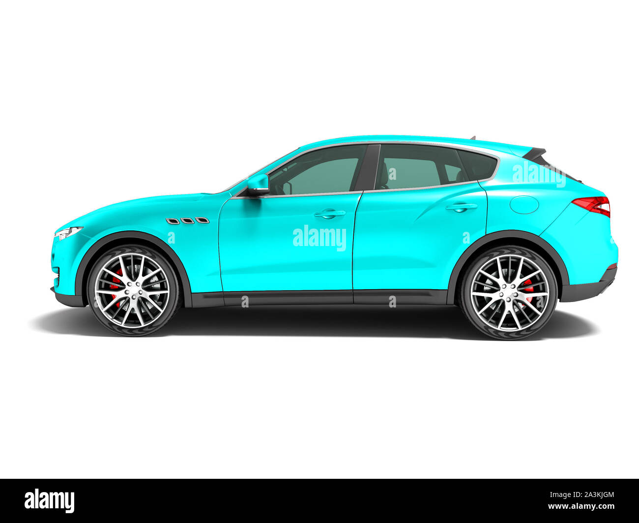 Modern blue car crossover for business trips side view 3d render on ...
