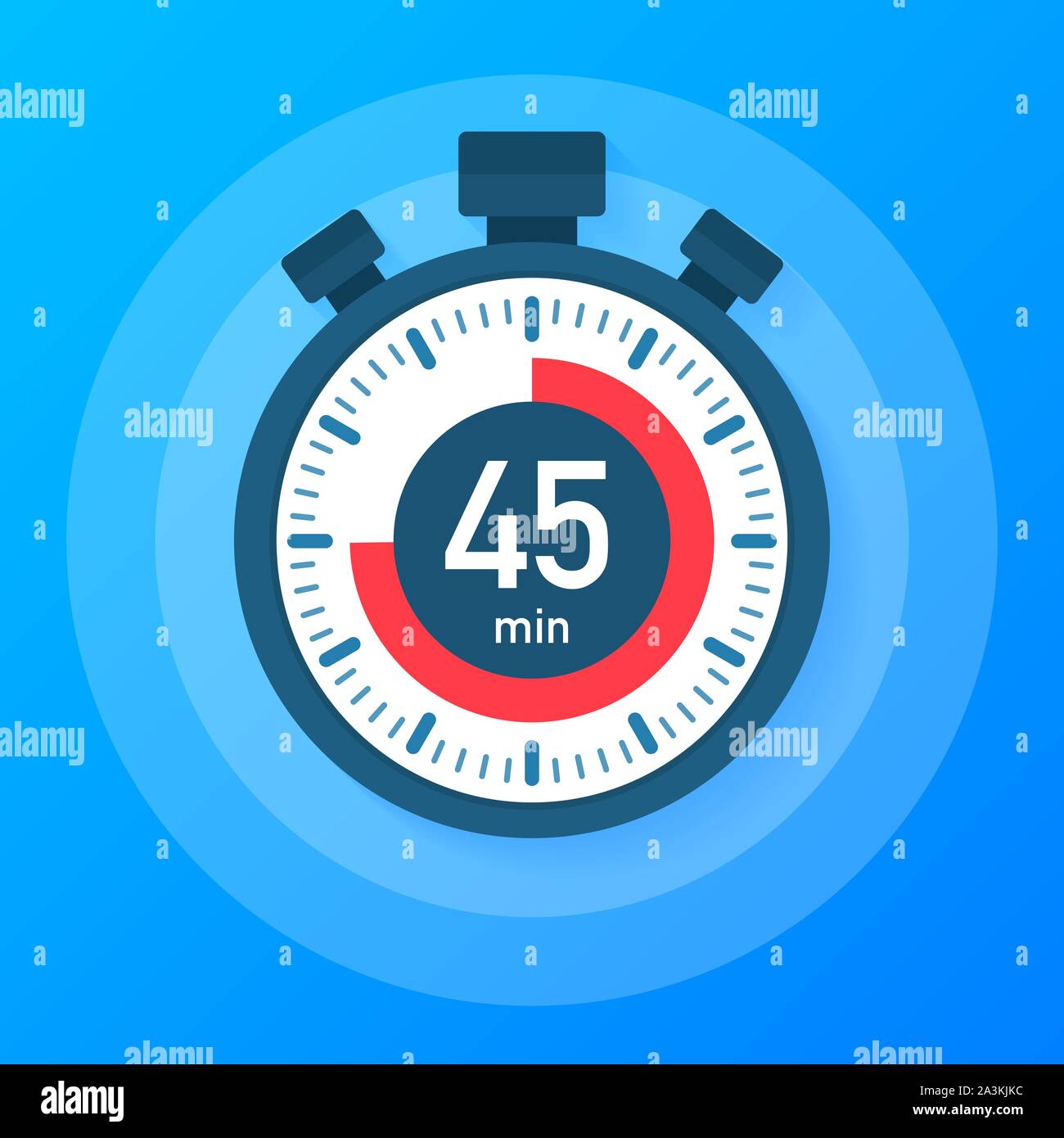 The 45 minutes, stopwatch vector icon. Stopwatch icon in flat style ...