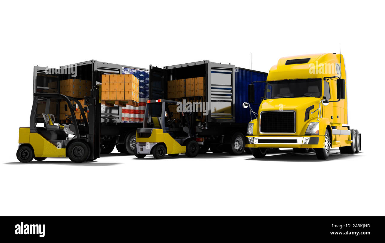 Forklift unloading boxes pallet hi-res stock photography and images - Alamy