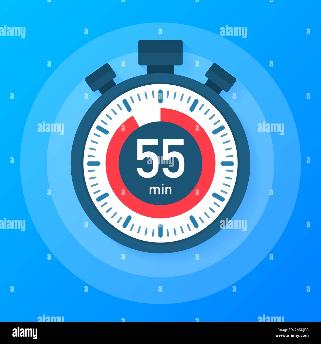 The 55 minutes, stopwatch vector icon. Stopwatch icon in flat style ...