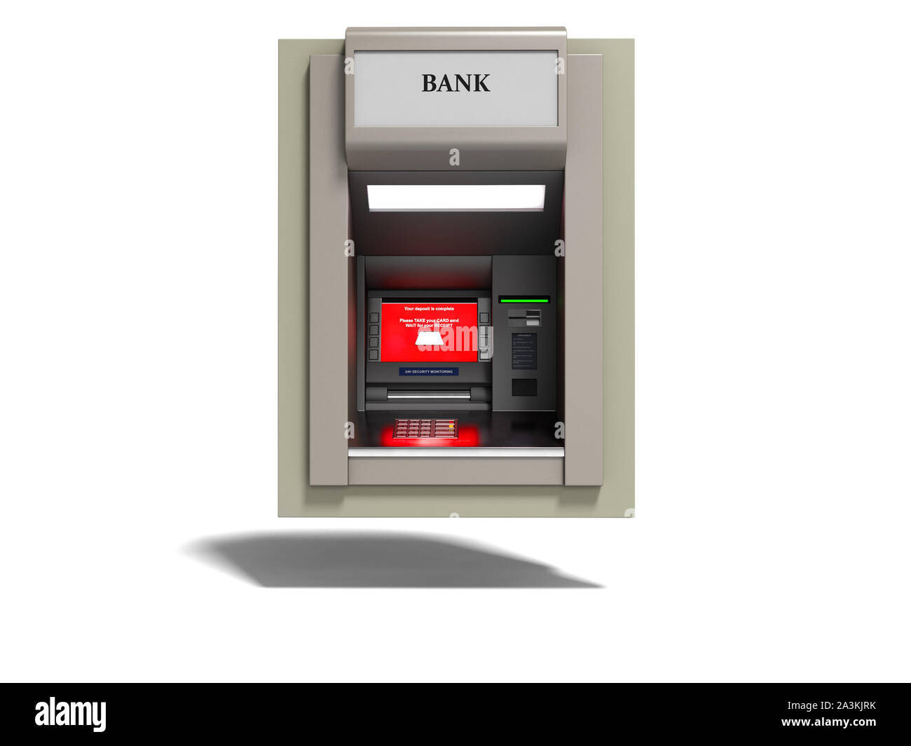 Modern gray ATM included 3d render on white background with shadow ...