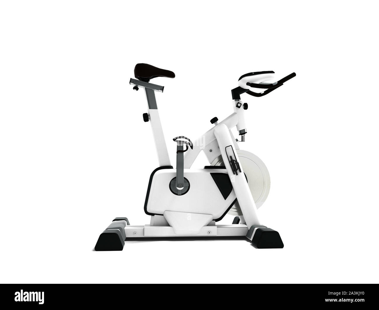 White sport bike simulator for sporty lifestyle side view 3d render on ...