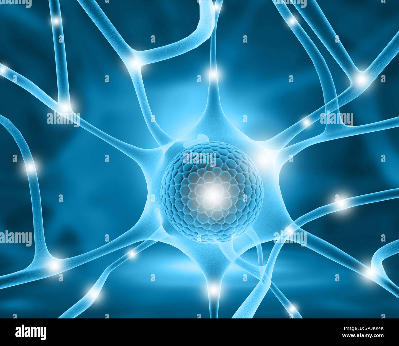 Neuron cells sending electrical chemical signals.3d illustration Stock ...