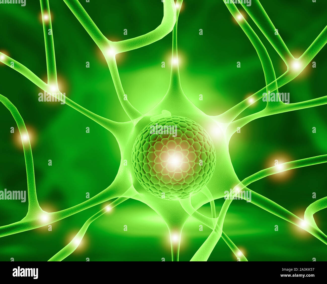 Neuron cells sending electrical chemical signals.3d illustration Stock ...