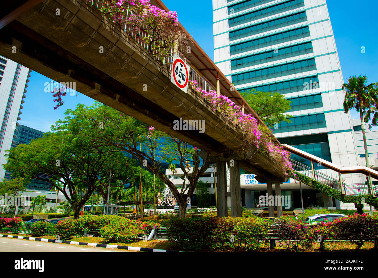 Overhead Pedestrian Bridge - Singapore City Stock Photo - Alamy