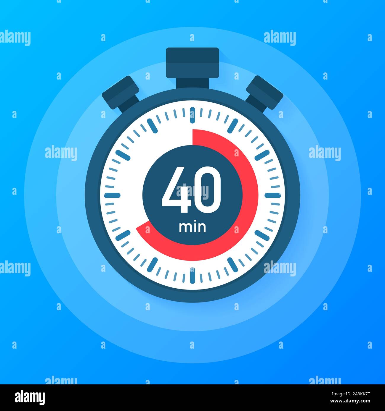The 40 minutes, stopwatch vector icon. Stopwatch icon in flat style ...