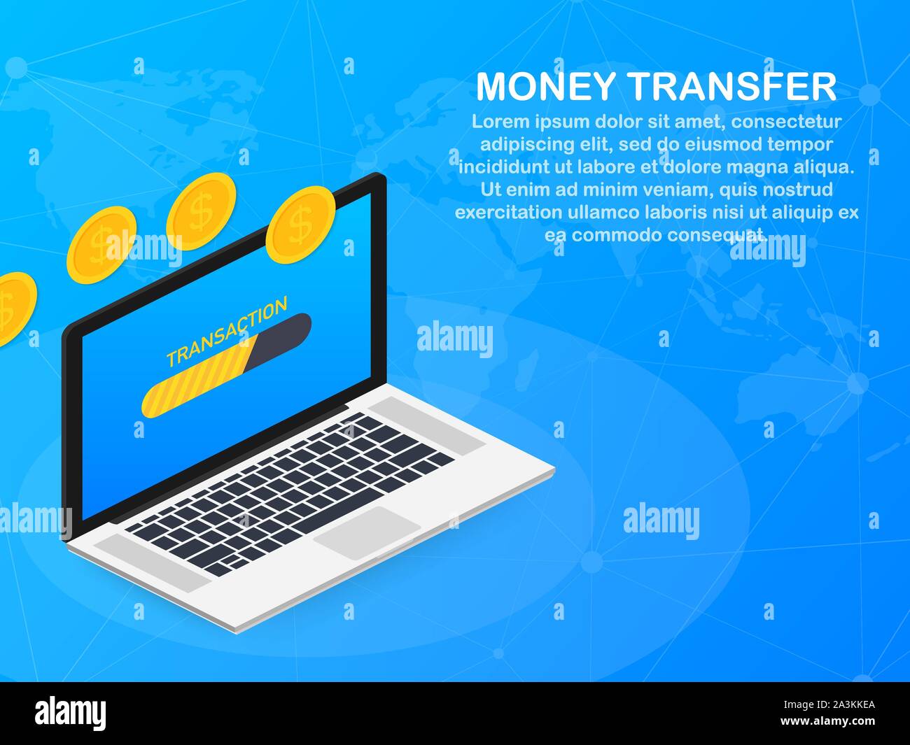 Money transfer transaction between device laptop. Online payment ...