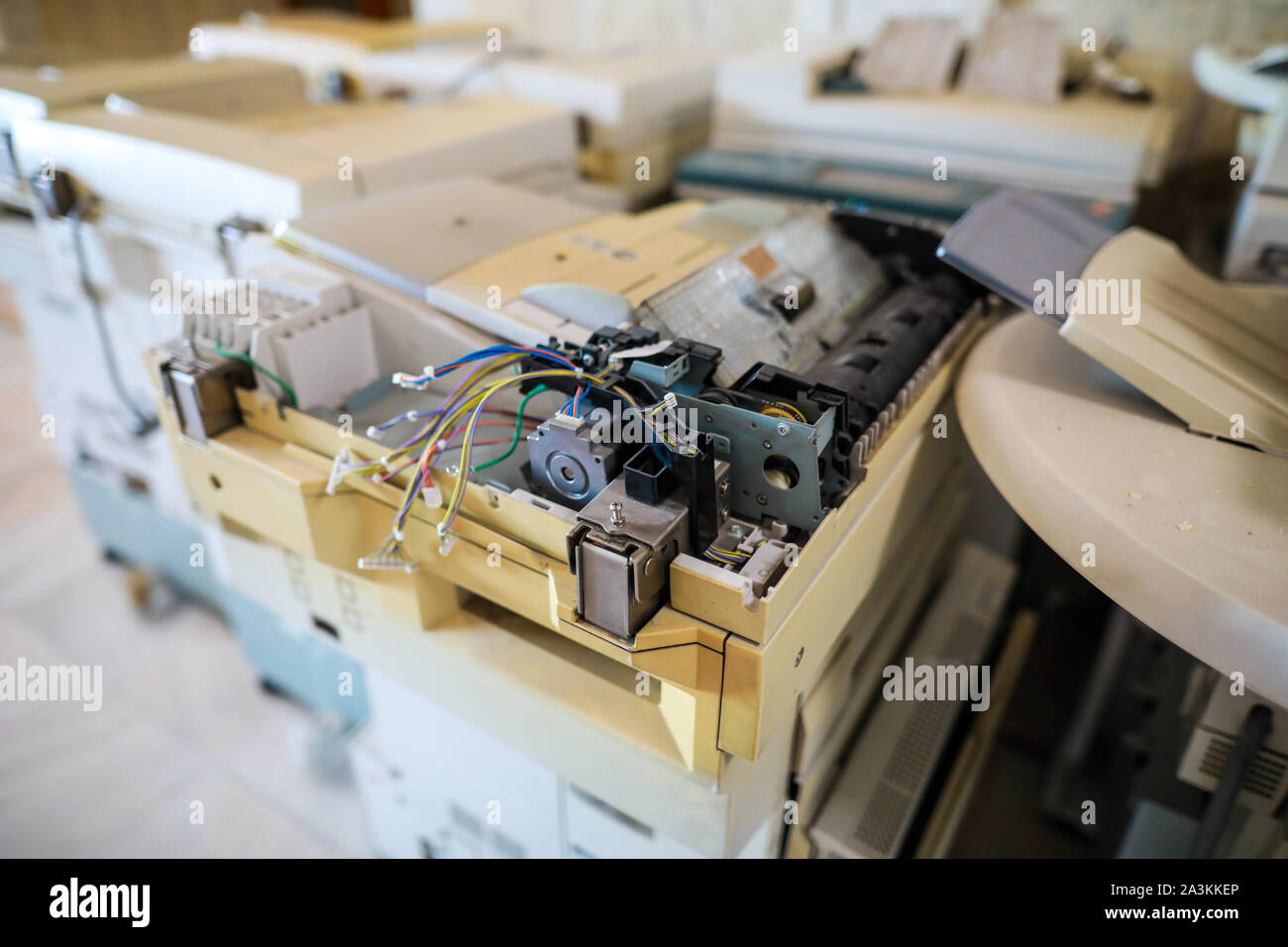Shallow depth of field image with electronic and mechanical components ...