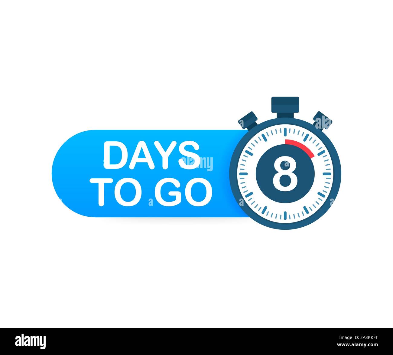 Eight days to go. Time icon. Vector stock illustration on white ...