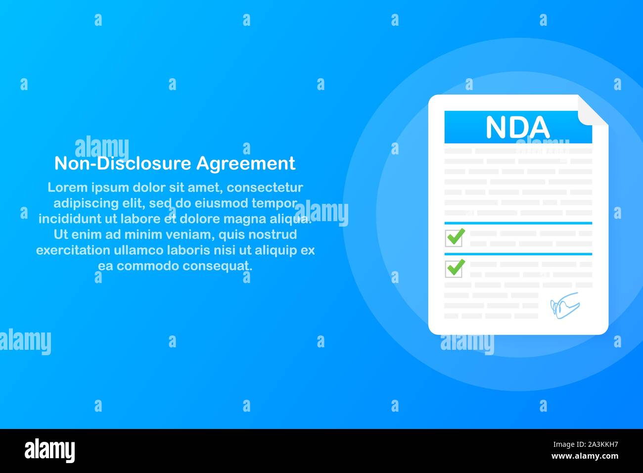 Signing NDA. Non disclosure agreement document. Vector stock ...
