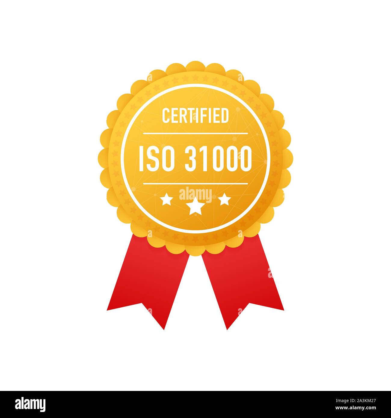 ISO 31000 certified golden label on white background. Vector stock ...