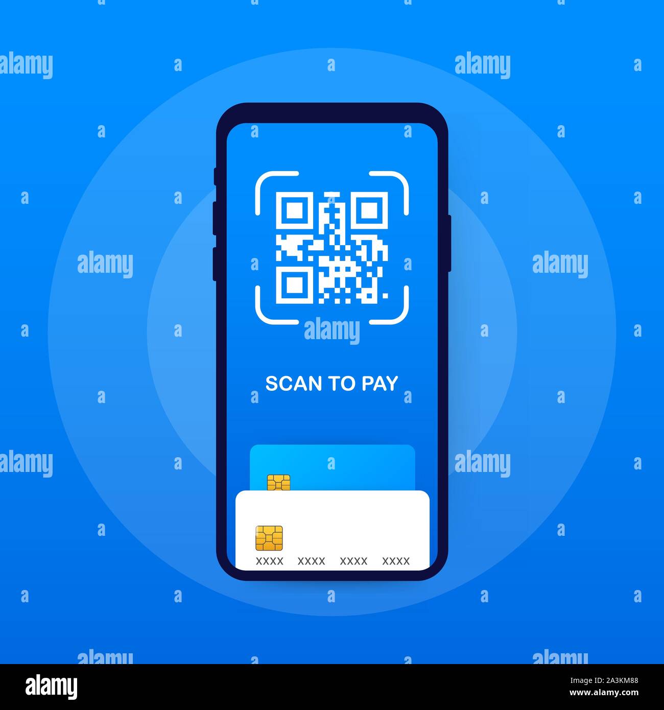 Scan to pay. Smartphone to scan QR code on paper for detail, technology ...