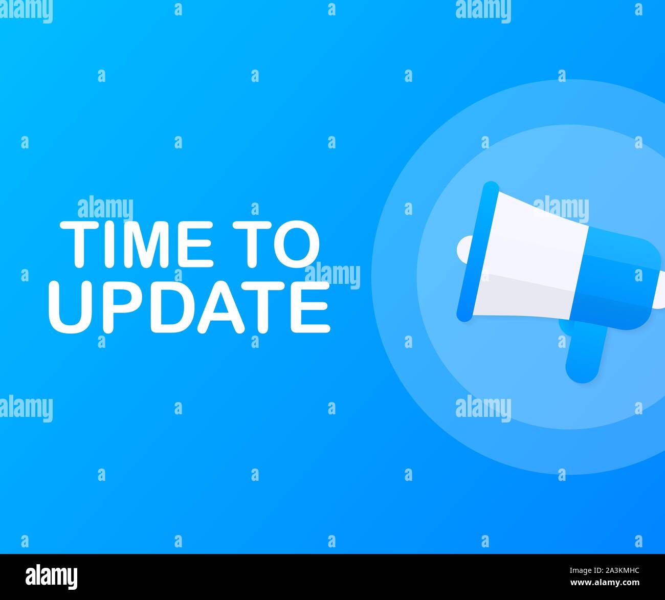 System software update or upgrade. Banner new update. Megaphone with ...