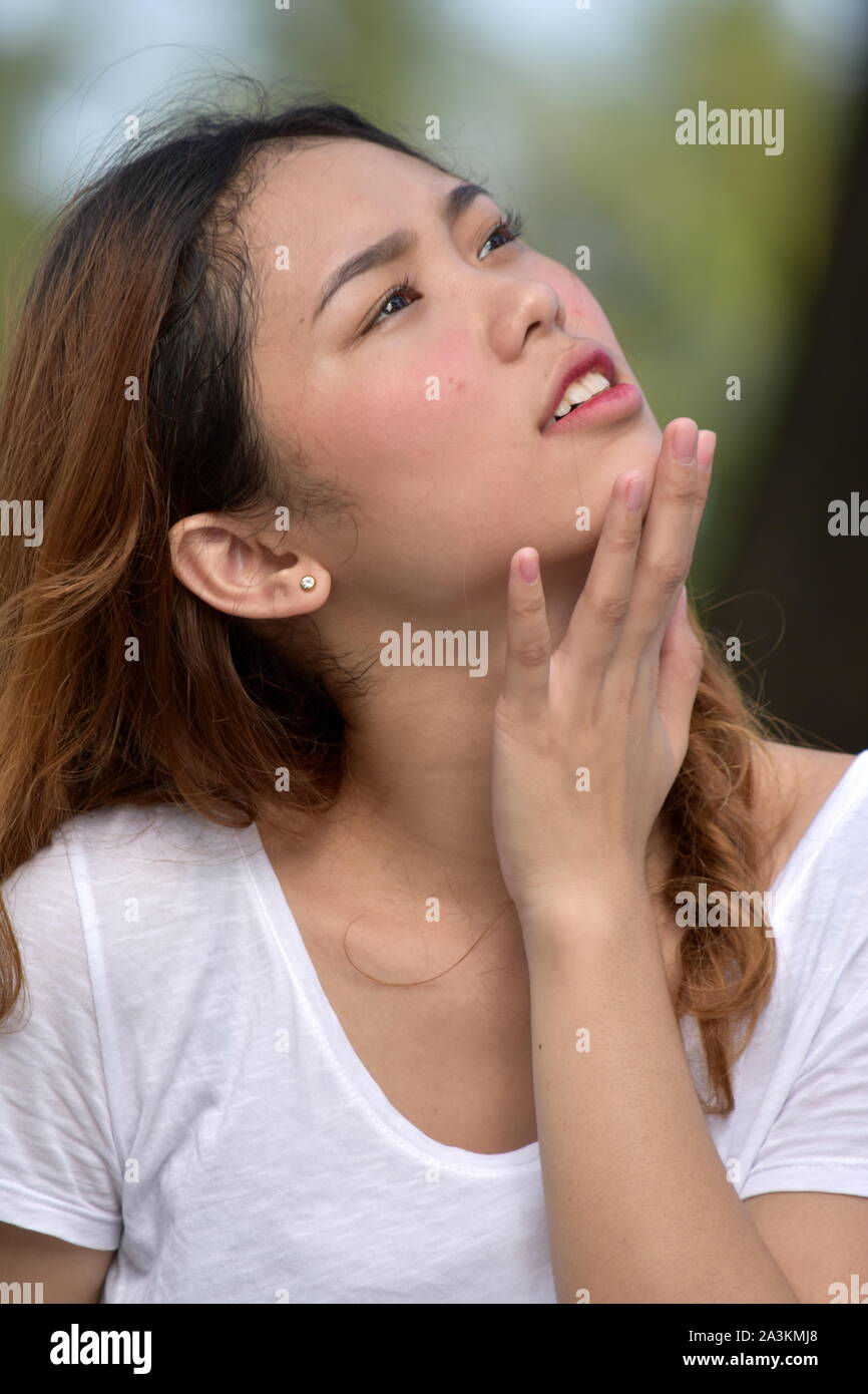 Contemplative Diverse Female Woman Stock Photo - Alamy