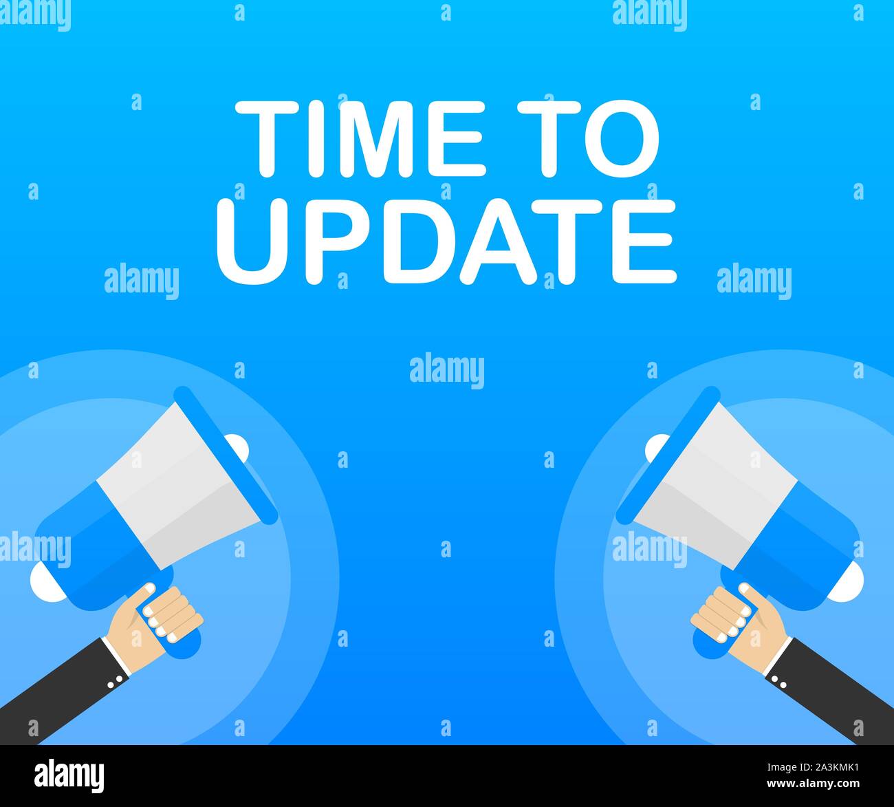 System software update or upgrade. Banner new update. Megaphone with ...