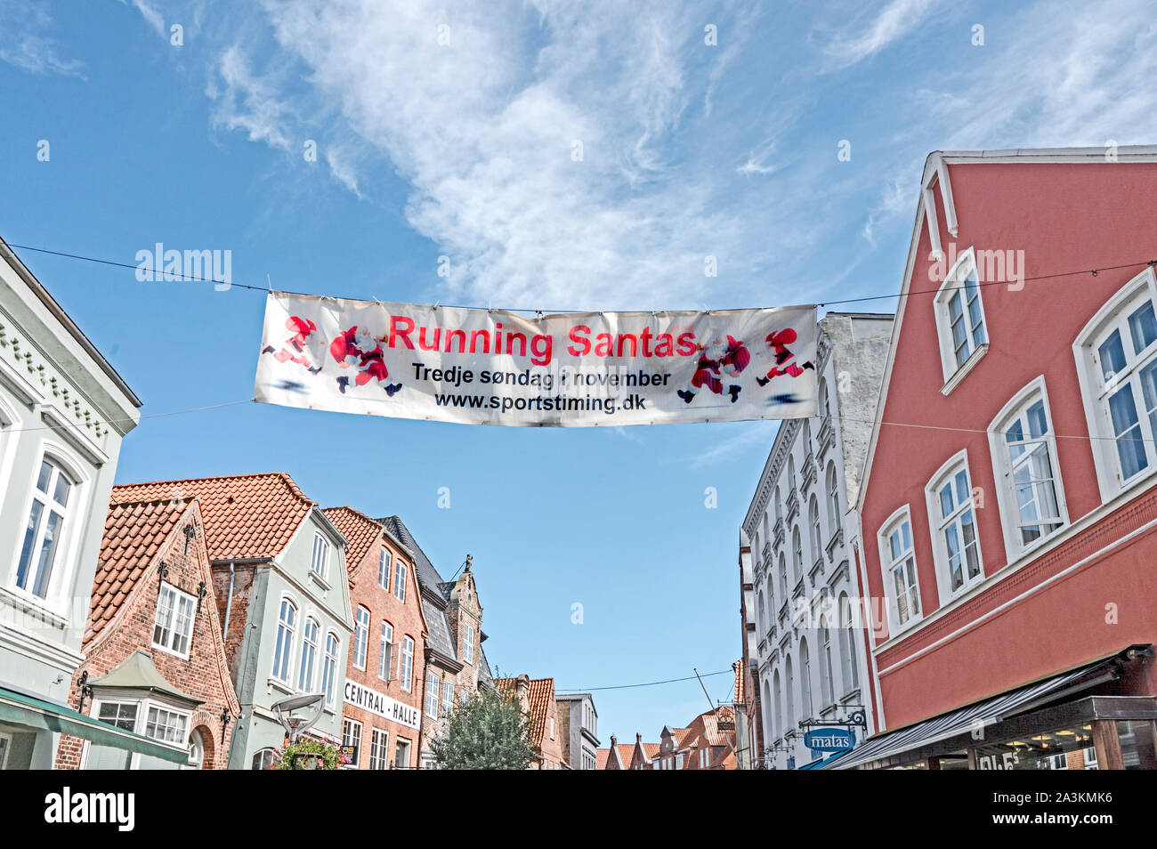 Tønder (Denmark): High Street with old houses; Tondern (Dänemark ...