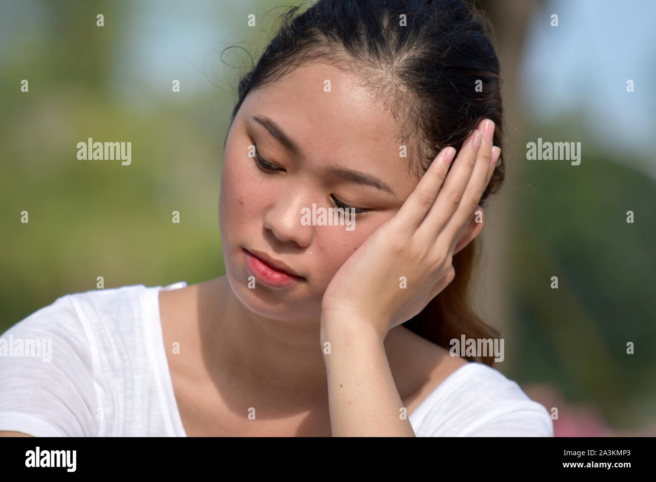 Sad Young Asian Female Stock Photo - Alamy