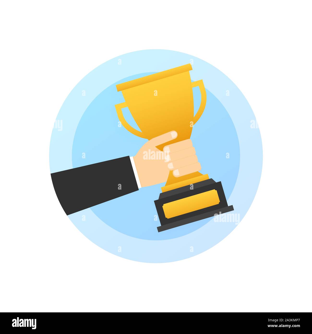 Winning cup in hand. Award bowl. Symbol of success, winning ...
