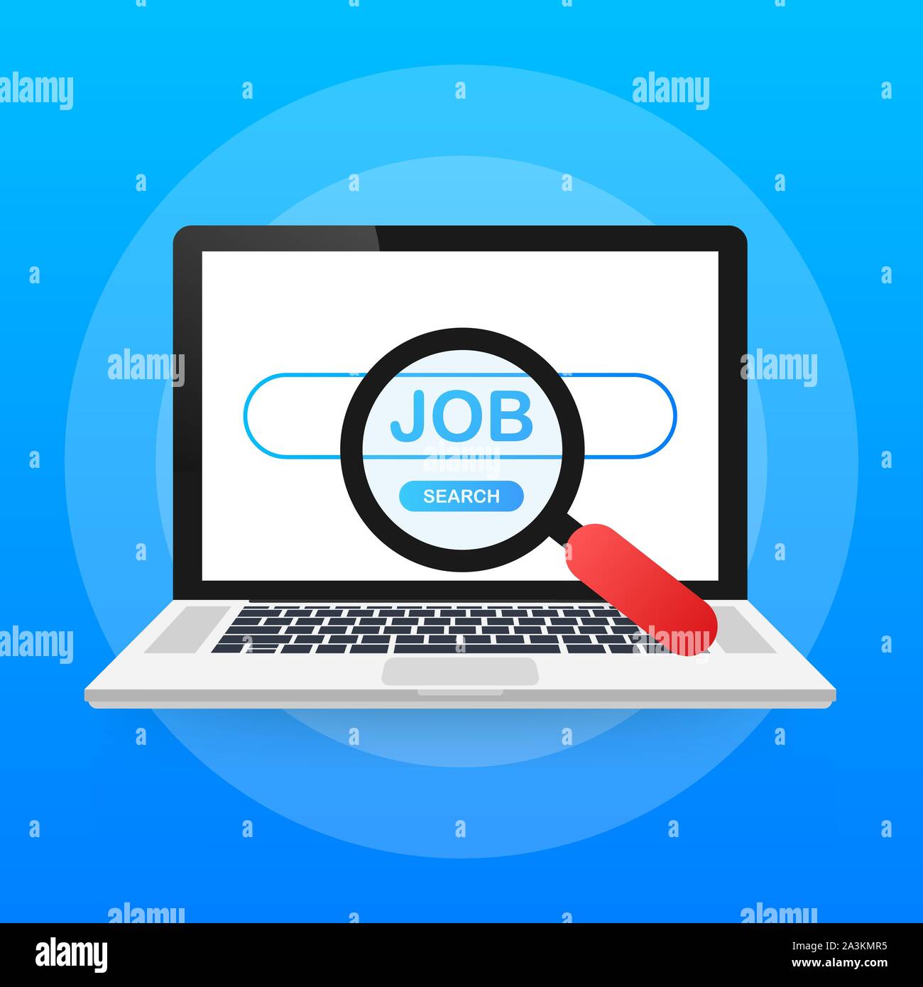 Search for job symbol with magnifying glass in modern flat design ...