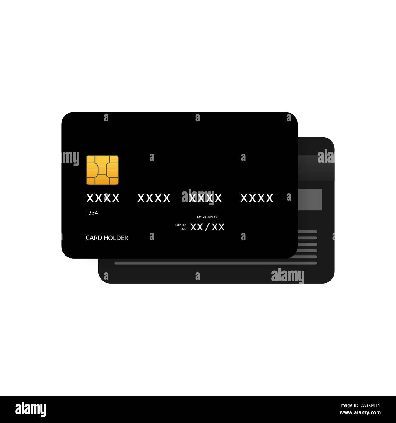 Black simple credit card template on grey background. Vector ...