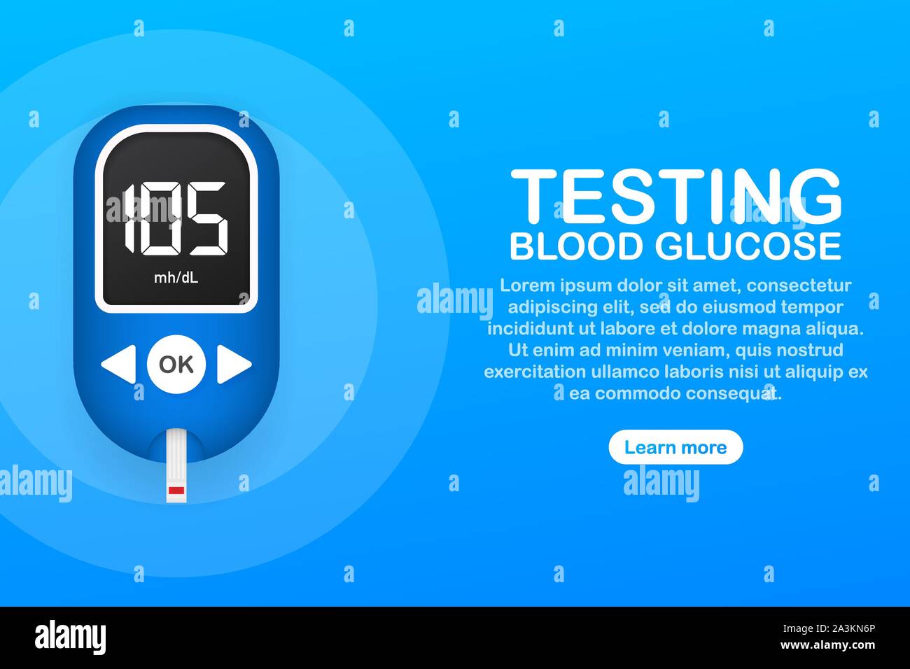 Blood glucose meter level test. Diabetes glucometer. Abstract concept ...
