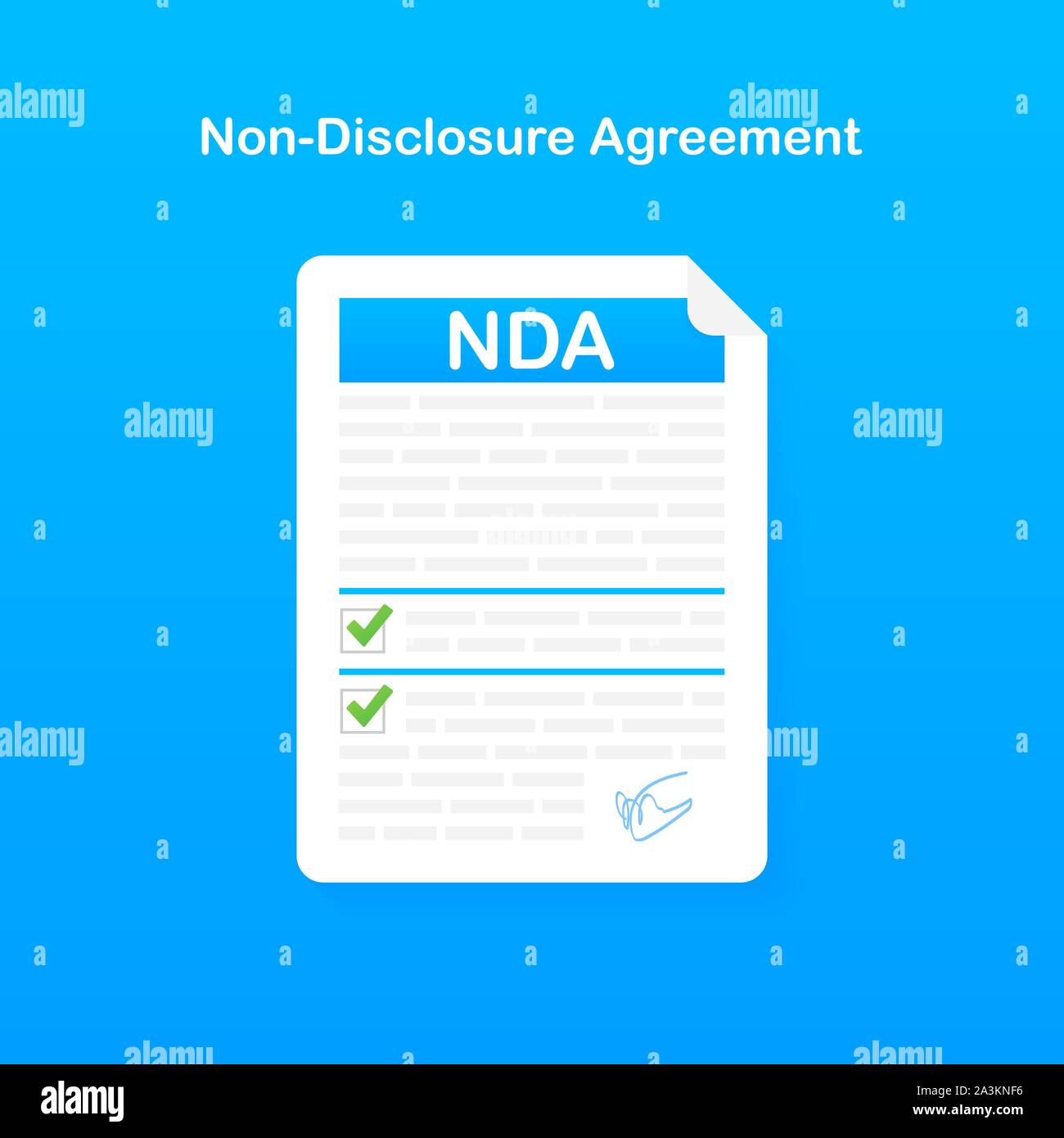 Signing NDA. Non disclosure agreement document. Vector illustration ...