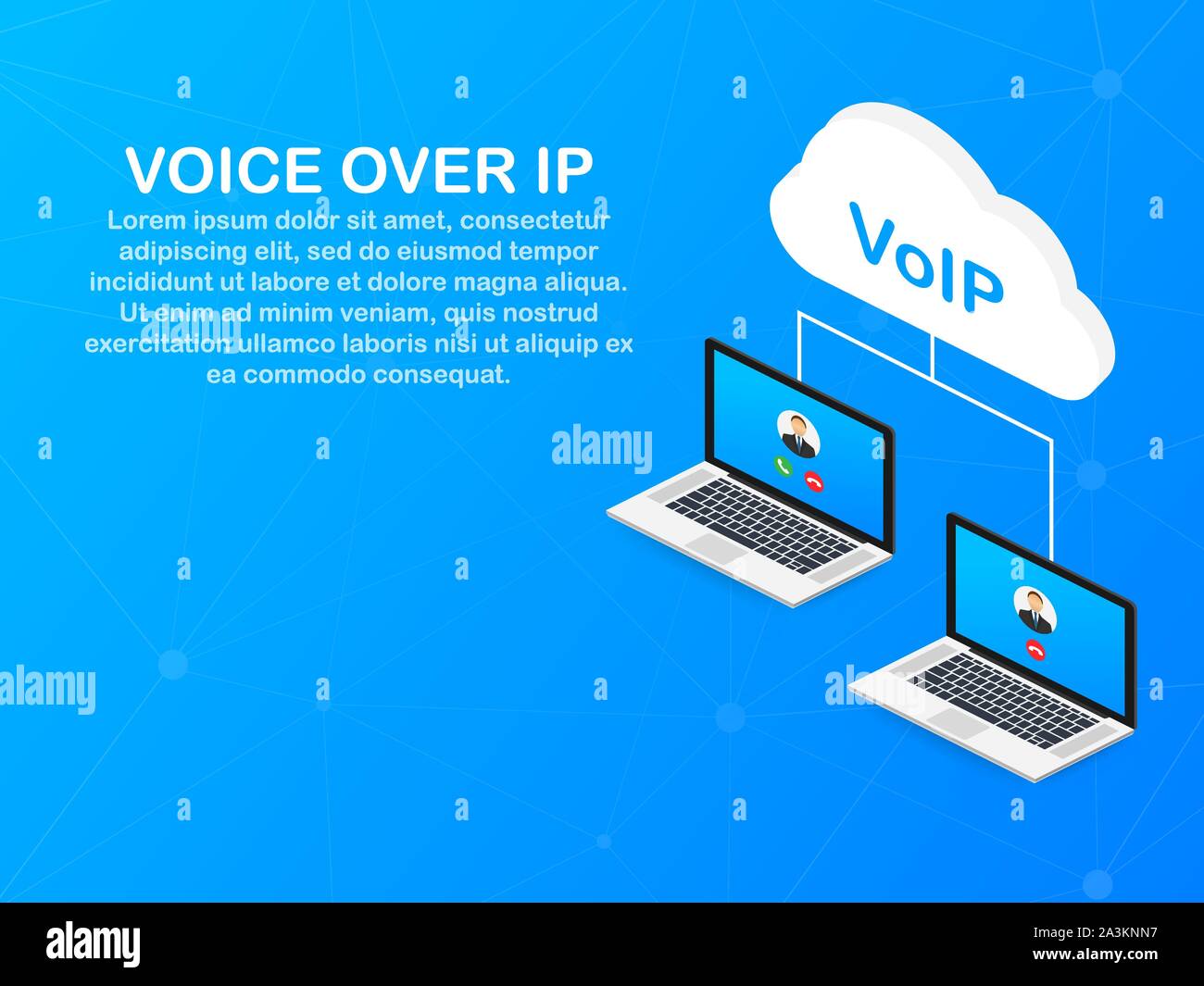 VoIP technology, voice over IP. Internet calling banner. Vector stock ...
